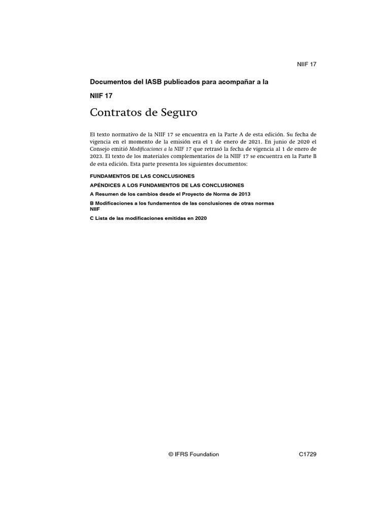 Niif 17 Contratos de Seguro | PDF | normas internacionales de INFORMACION FINANCIERA | Contabilidad