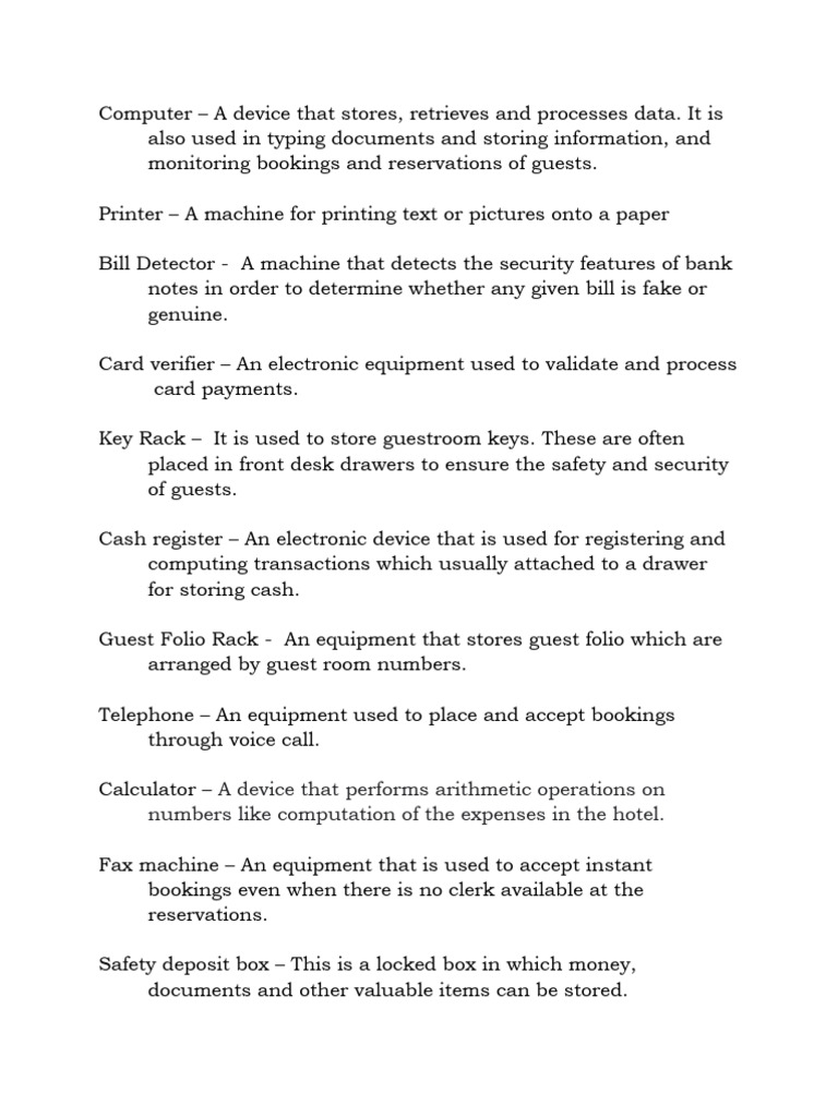 Functions of Equipment Fos | PDF
