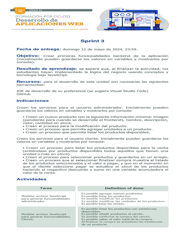 Sprint 3 - VFinal ACA 3 - Original | Descargar gratis PDF | Script Java | Tecnologías de la ...