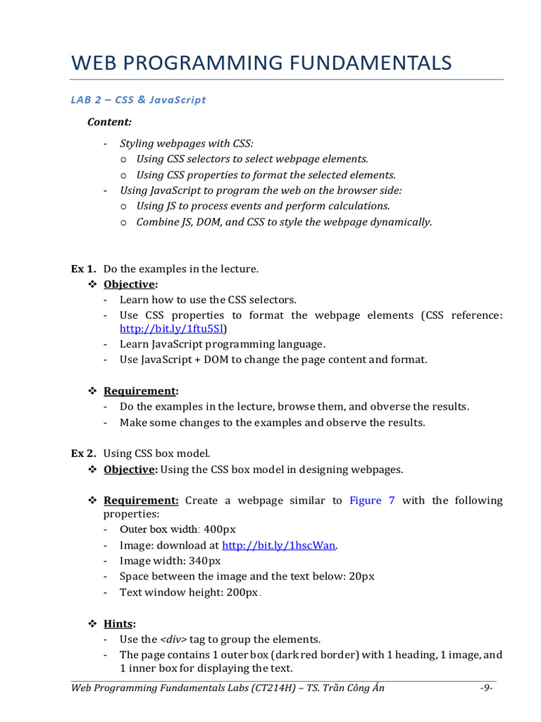 Web Programming ct214H Lab2 Css Js | PDF | World Wide Web | Internet & Web