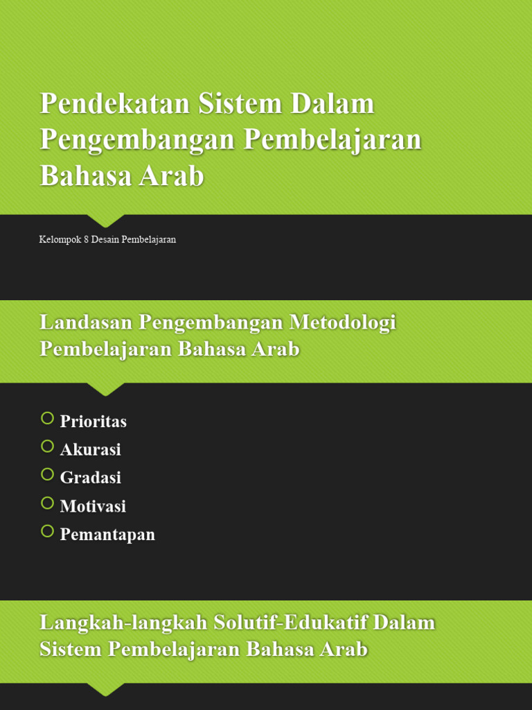 Pendekatan Sistem Dalam Pengembangan Pembelajaran Bahasa Arab | PDF | Karier & Perkembangan