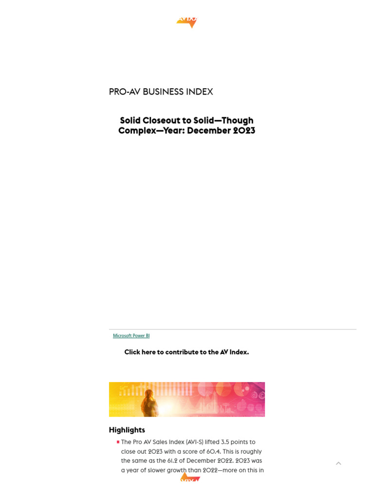AVIXA Pro-AV Business Index - 2023 | Download Free PDF | Economies