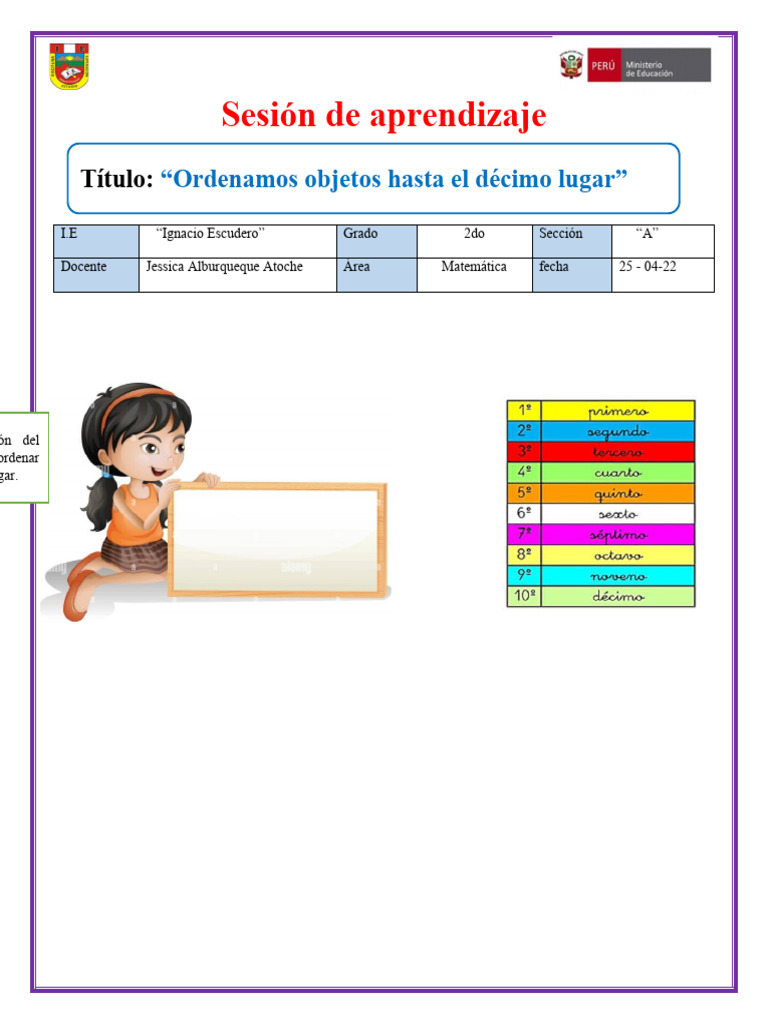 Orden de Objetos hasta el Décimo Lugar | PDF | Aprendizaje | Aritmética