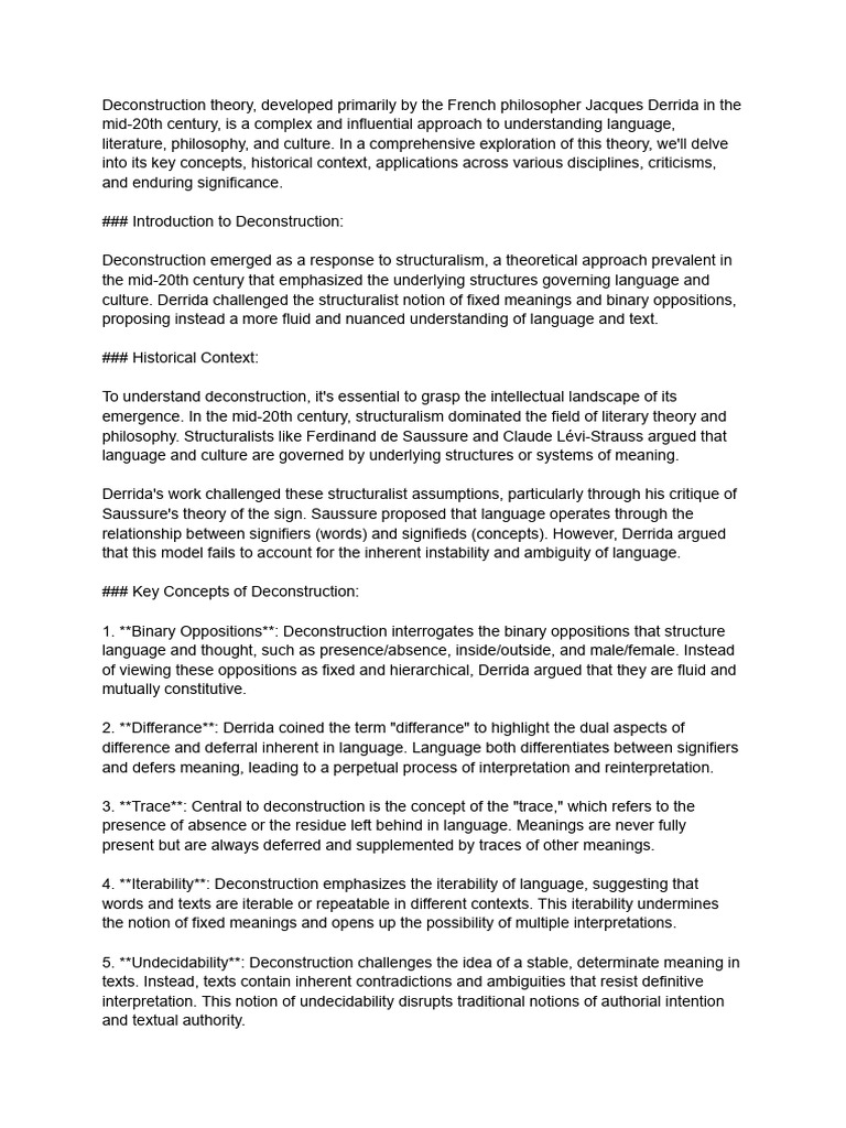 Deconstruction Theory 3 | PDF | Deconstruction | Jacques Derrida