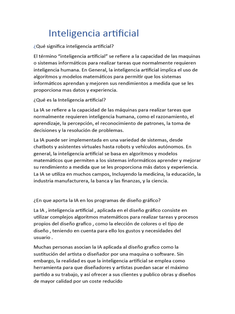 Inteligencia Artificial | PDF | Inteligencia artificial | Inteligencia (IA) y semántica