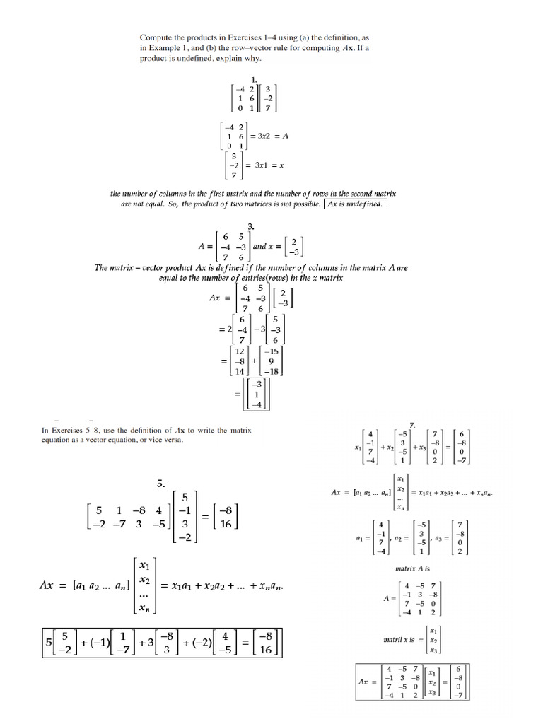 Linear Algebra Section 1.4 | PDF
