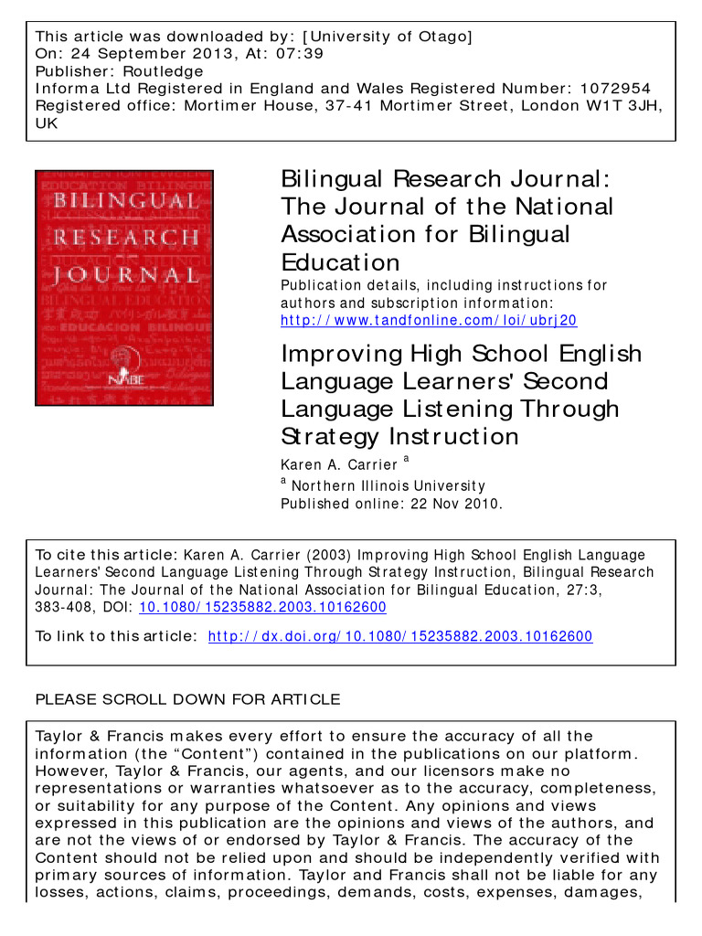 Carrier 2003 | PDF | Second Language Acquisition | Reading Comprehension