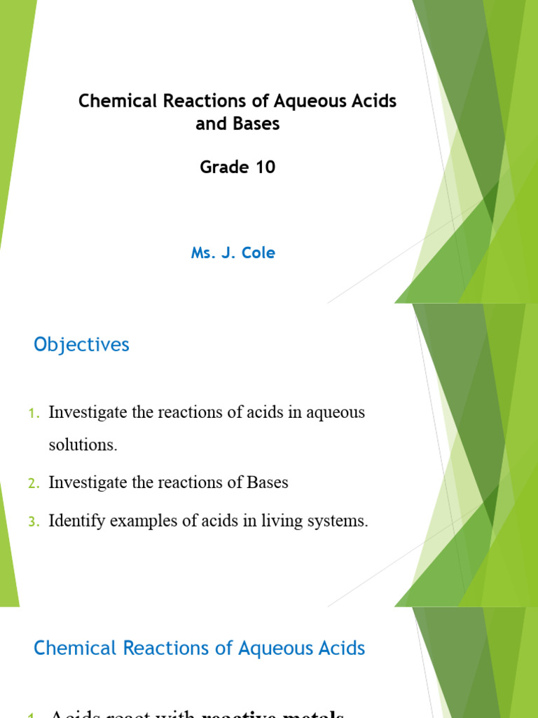 Aqueous Acids and Bases Reactions Guide | PDF | Acid | Carbonate