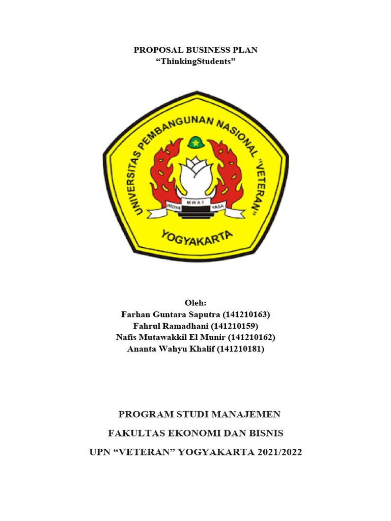 PROPOSAL BUSINESS PLAN Thinking Student 2 | PDF
