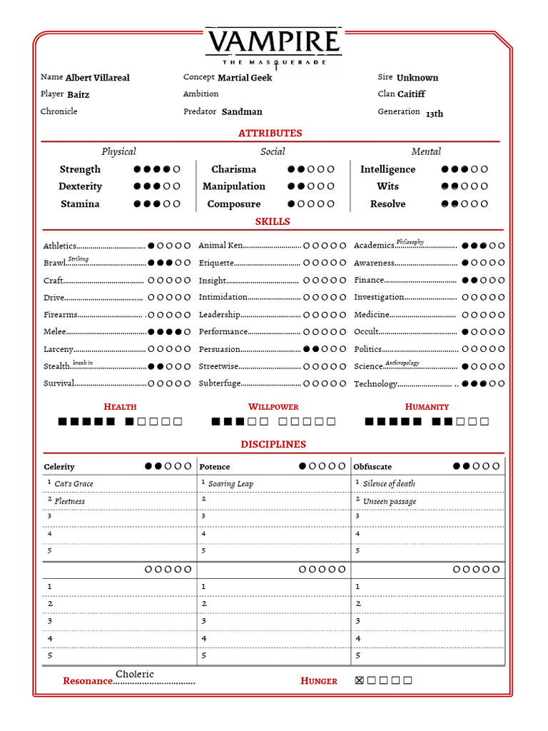 Charsheet - v5 Own Formfillable | PDF