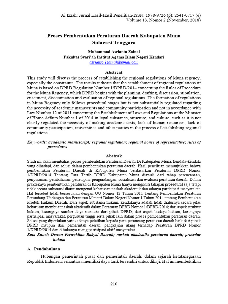 Proses Pembentukan Peraturan Daerah Kabupaten Muna | PDF | Politik | Hukum