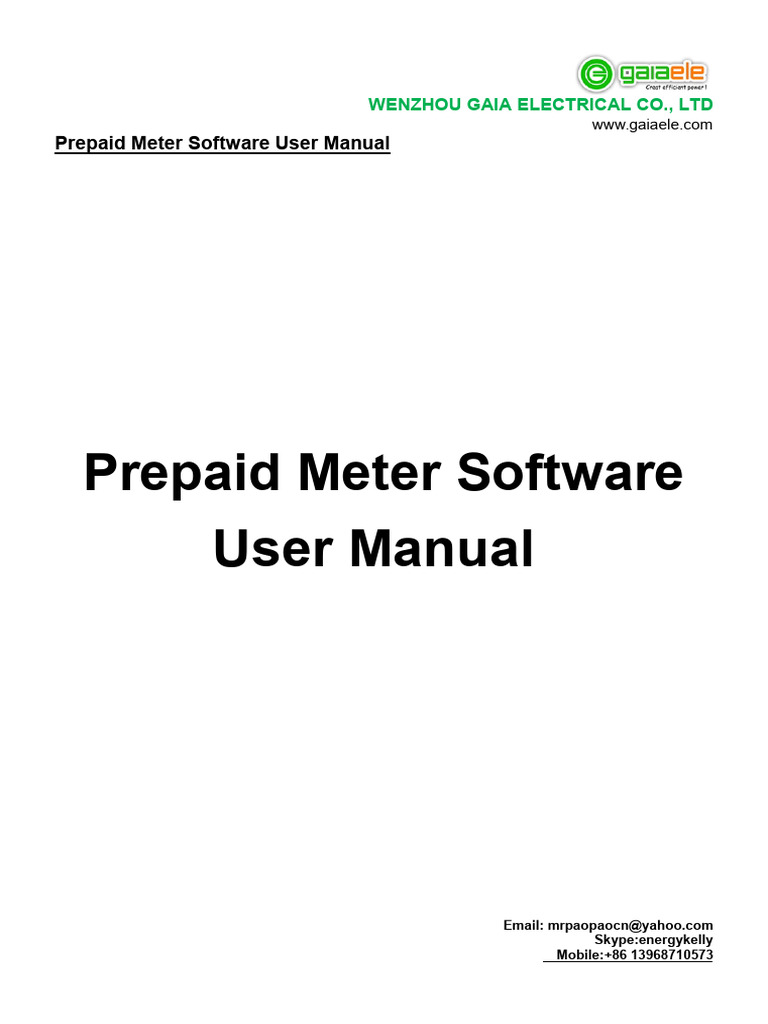 Prepaid Meter Software User Manual Wenzhou Gaia | PDF | Installation ...