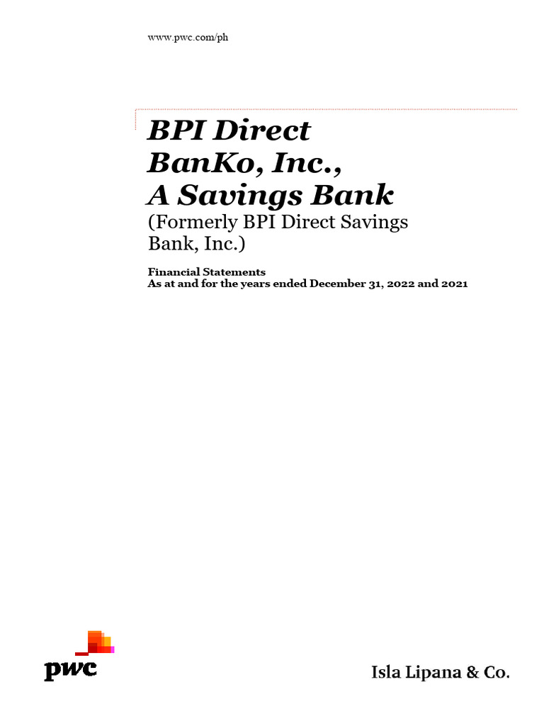 BPI Direct BanKo Financial Statements 2022 | PDF | Financial Audit | Audit