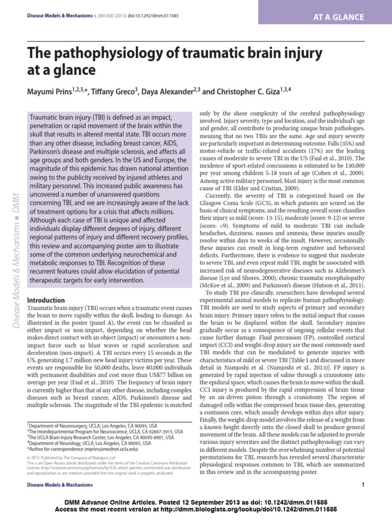 TCE Revision de Fisiopatología | PDF | Traumatic Brain Injury | Injury