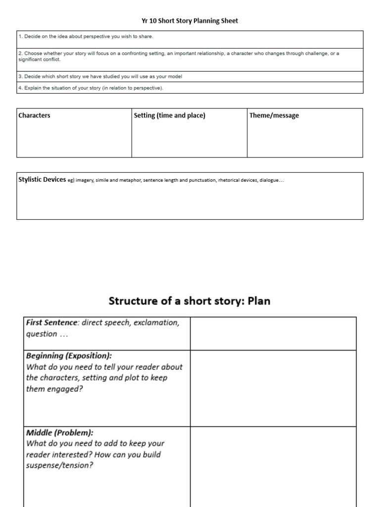 Yr 10 Short Story Planning Sheet | PDF | Career & Growth | Social Science
