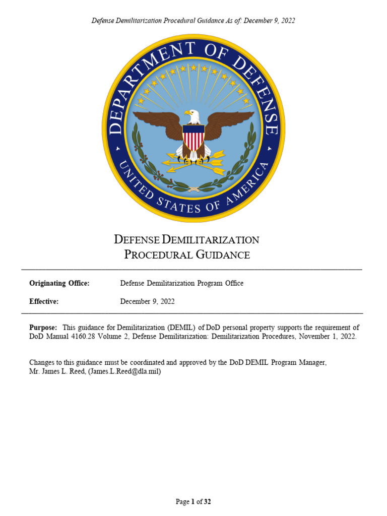 De-Mil Procedural Guidelines 2023 | PDF | Gun Barrel | Artillery