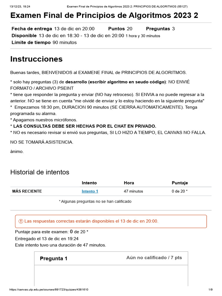 Examen Final de Principios de Algoritmos 2023 2 - PRINCIPIOS DE ALGORITMOS | PDF | Algoritmos ...