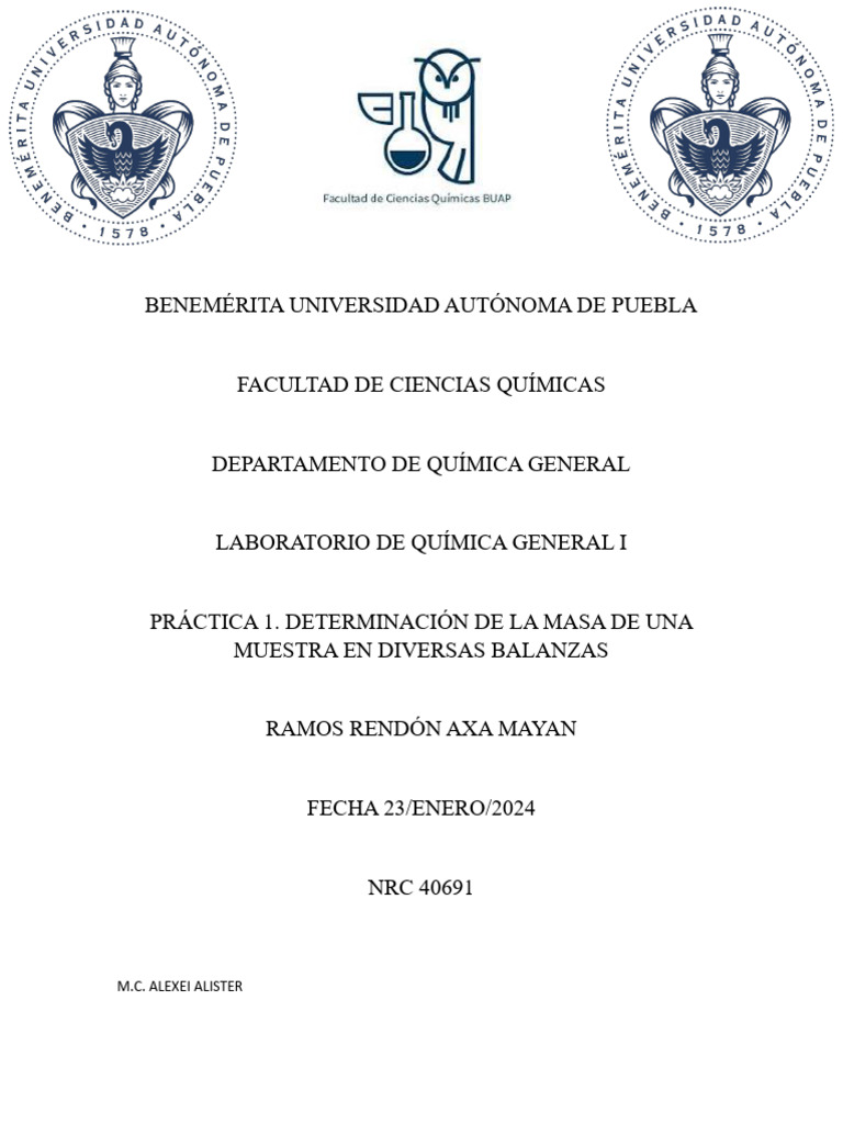 Ramos Rendón Axa Mayan - Rep. de Práctica 1 | PDF | Masa | Peso