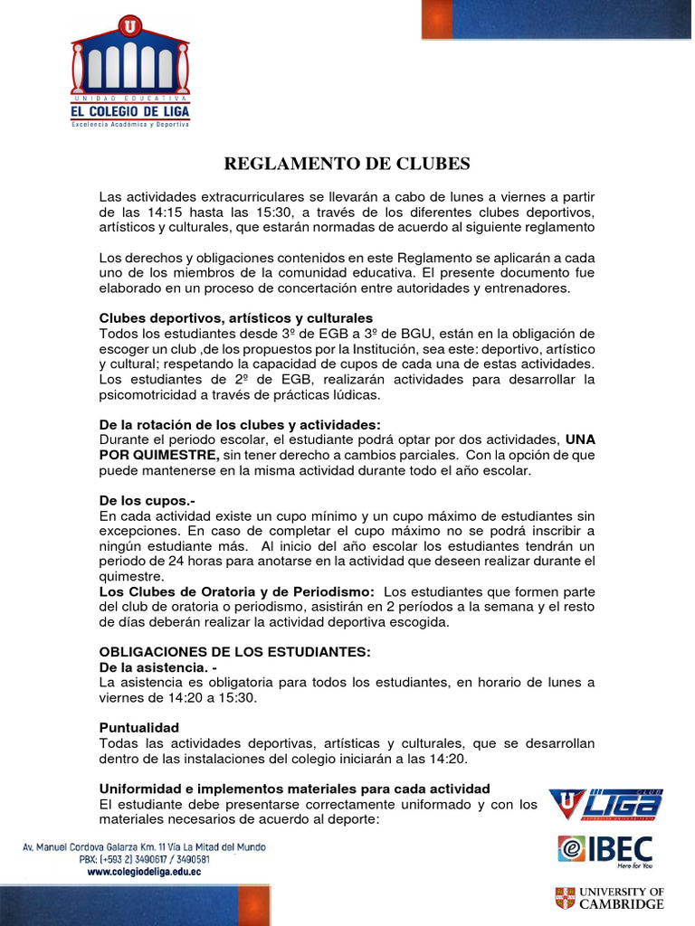 Reglamento de Clubes | PDF