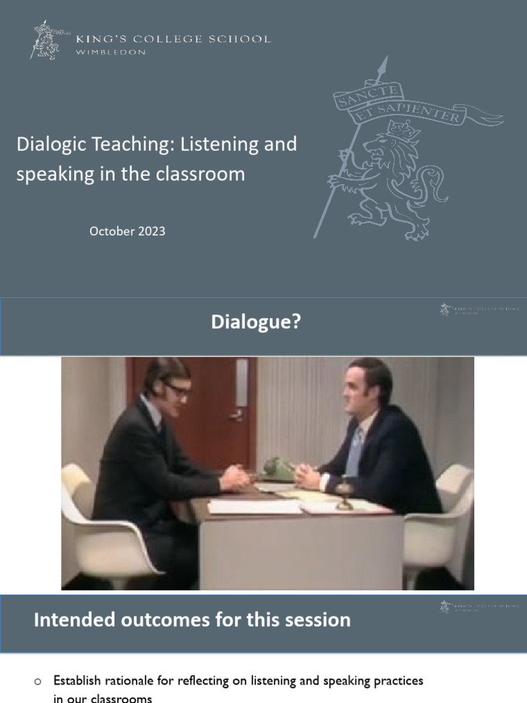 INSET On Dialogic Teaching October 2023 | PDF | Learning | Dialogue