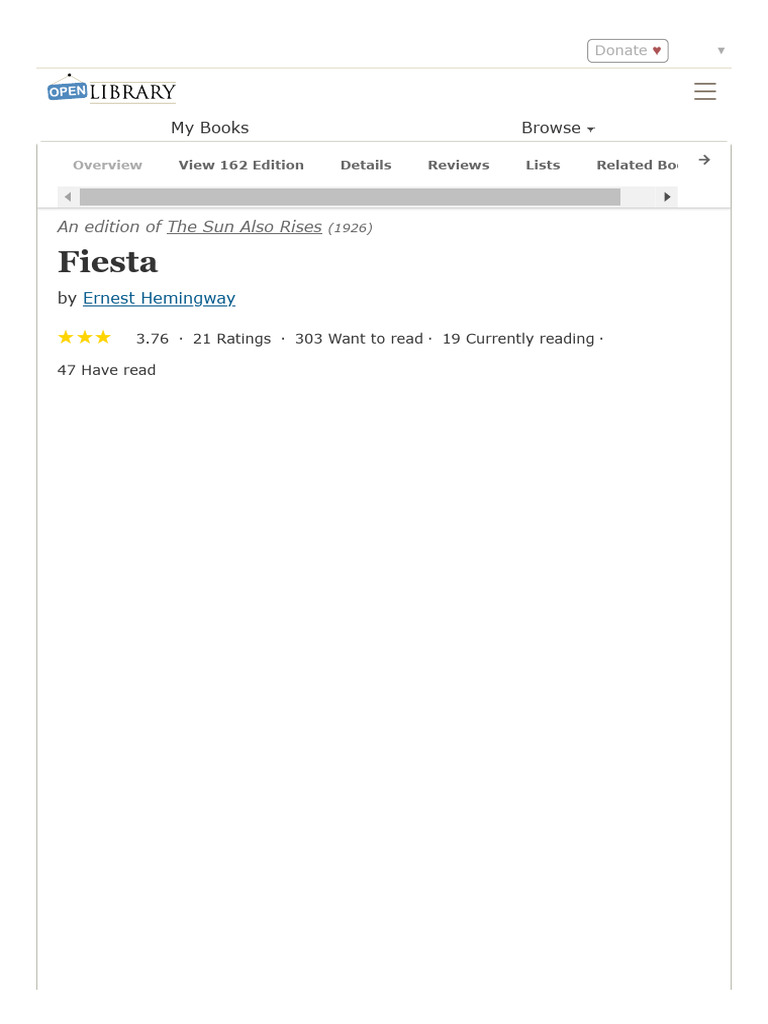 Fiesta by Ernest Hemingway | PDF | World Wide Web | Internet & Web