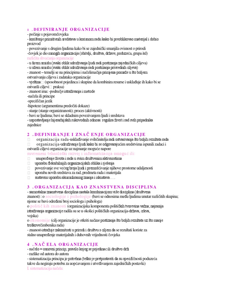 Skripta Organizacija Preduzeca | PDF