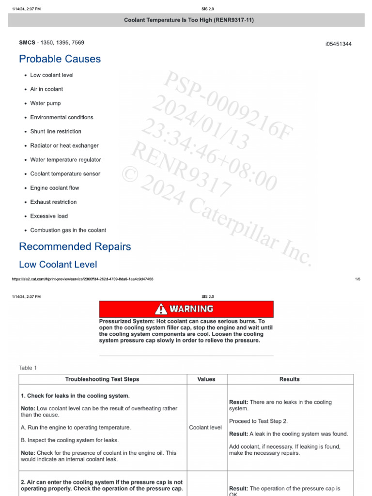 Cat 777d - Coolant Temperature Is Too High | PDF