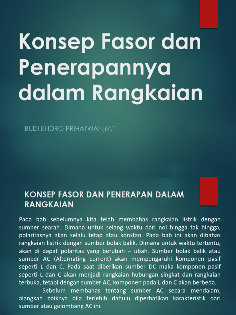 Konsep Fasor Dan Penerapannya Dalam Rangkaian Bag 1 | PDF | Sains & Matematika | Teknologi ...