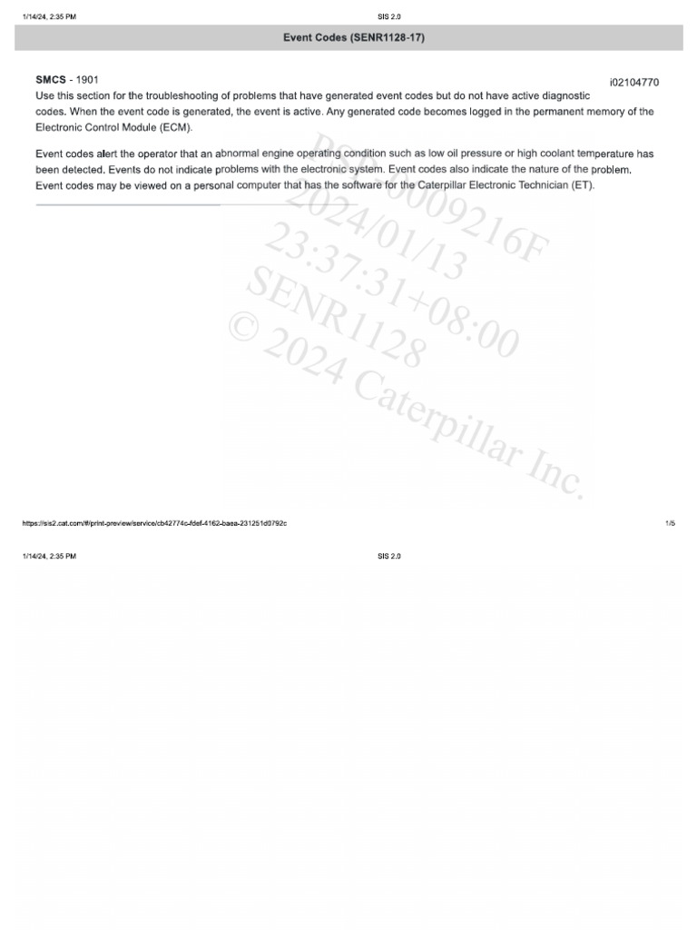 Cat 777D - Event Codes | PDF