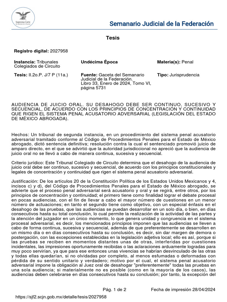 Tes Is 2027958 | PDF | Caso de ley | Separación de poderes