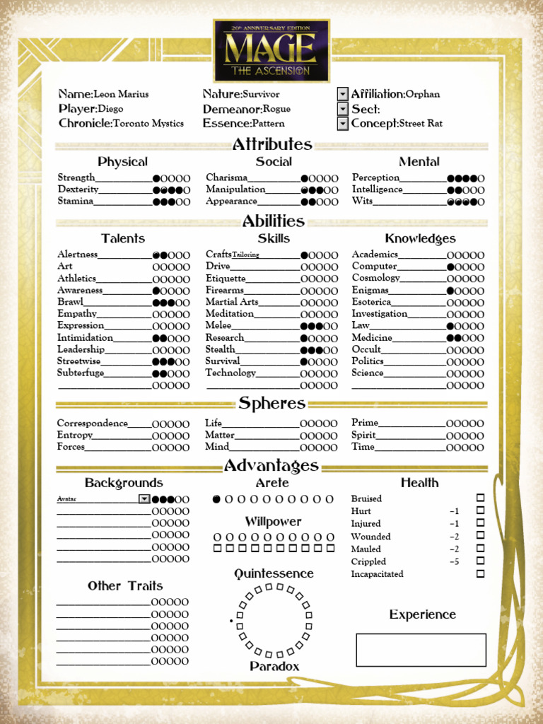 Mage Leon Sheet | PDF