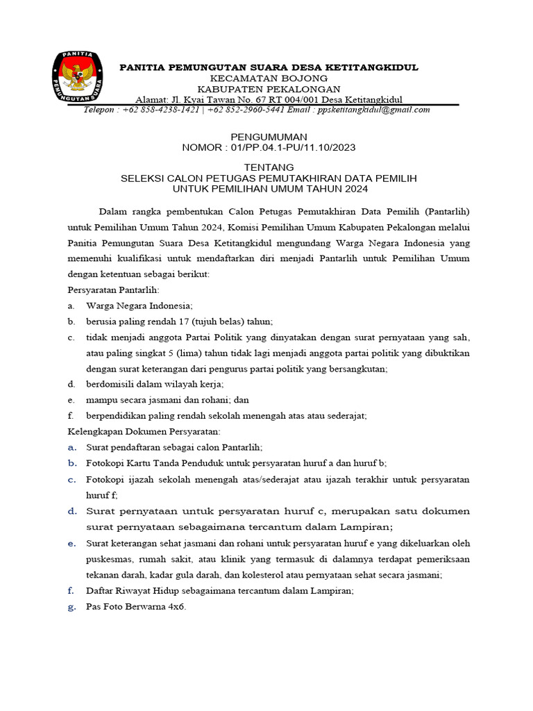 Template Pengumuman Pendaftaran Pdf