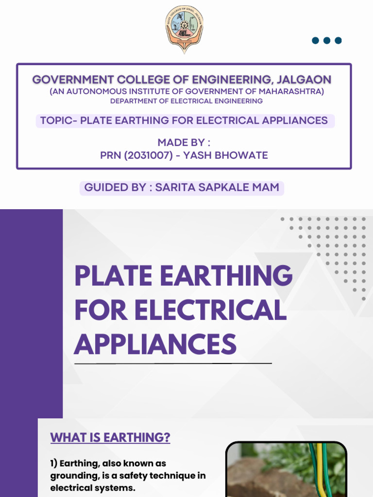 Plate Earthing For Electrical Appliances | PDF | Electronics | Power Engineering