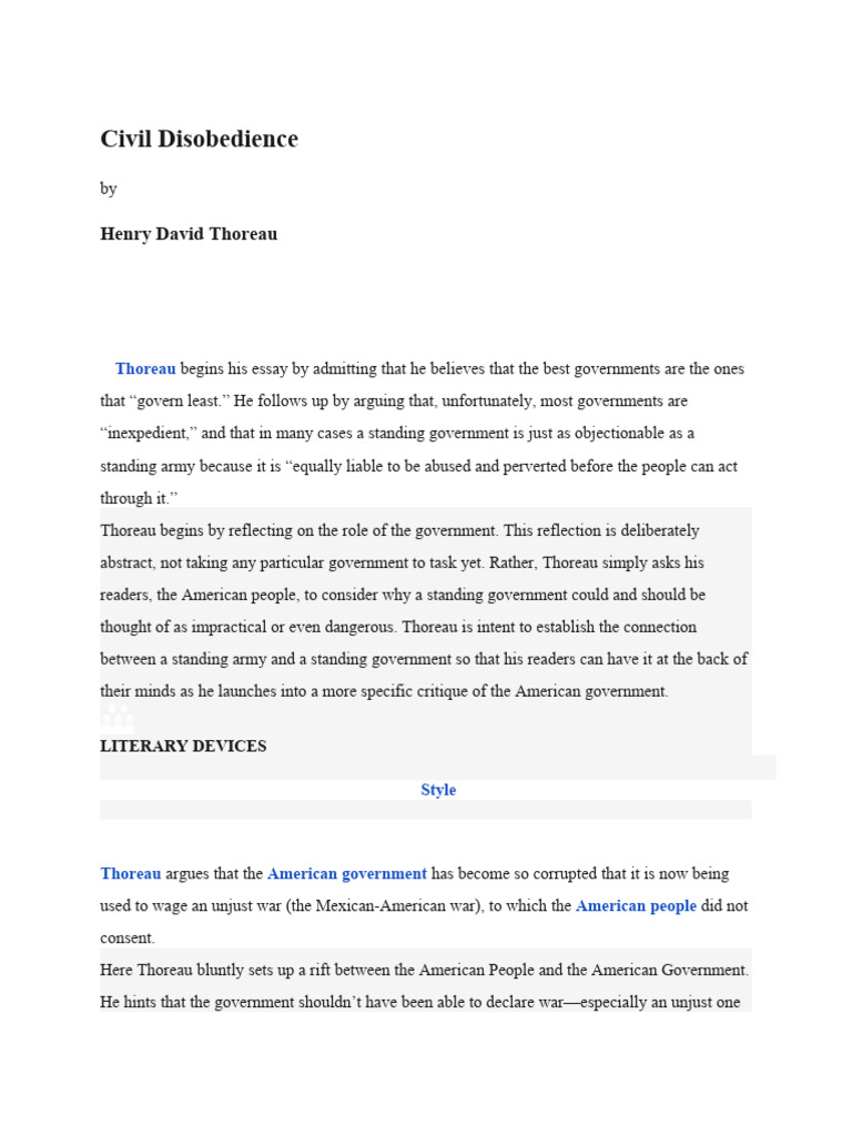 Civil DisobedienceSummary & Analysis | Download Free PDF | Civil ...