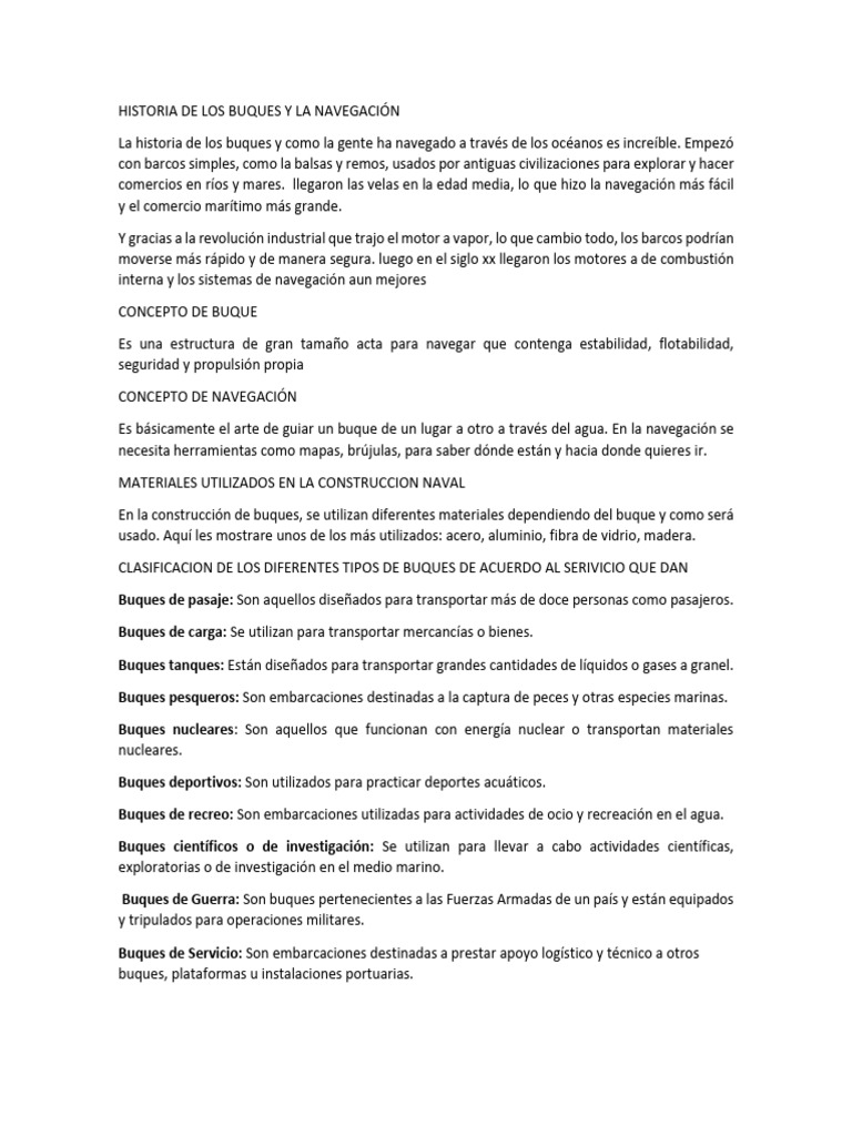 Historia de Los Buques y La Navegación | PDF | Buques | Mar