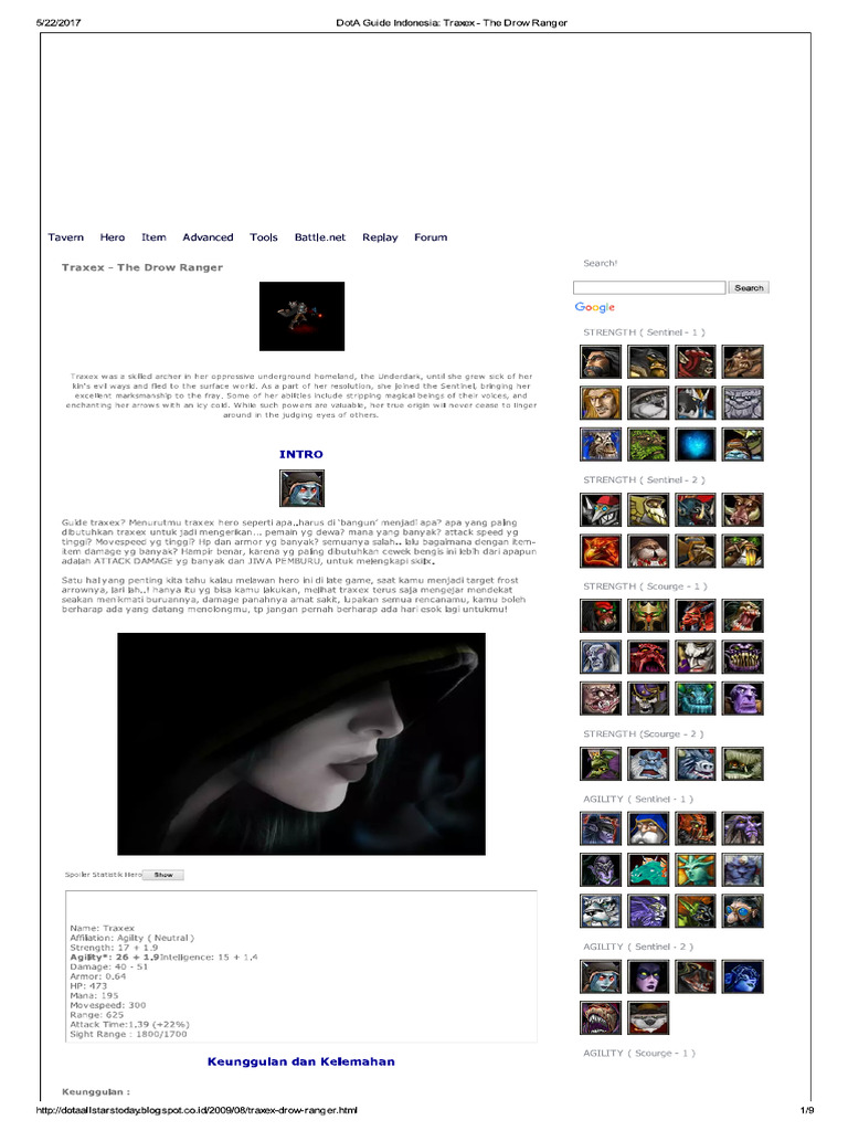 DotA Guide Indonesia - Traxex - The Drow Ranger | PDF