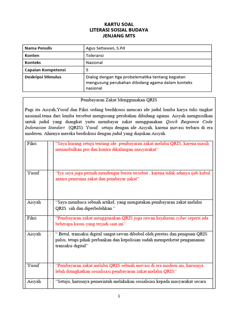 Revisi Review Agus Setiawan Kartu Soal Pembayaran Zakat Menggunakan ...
