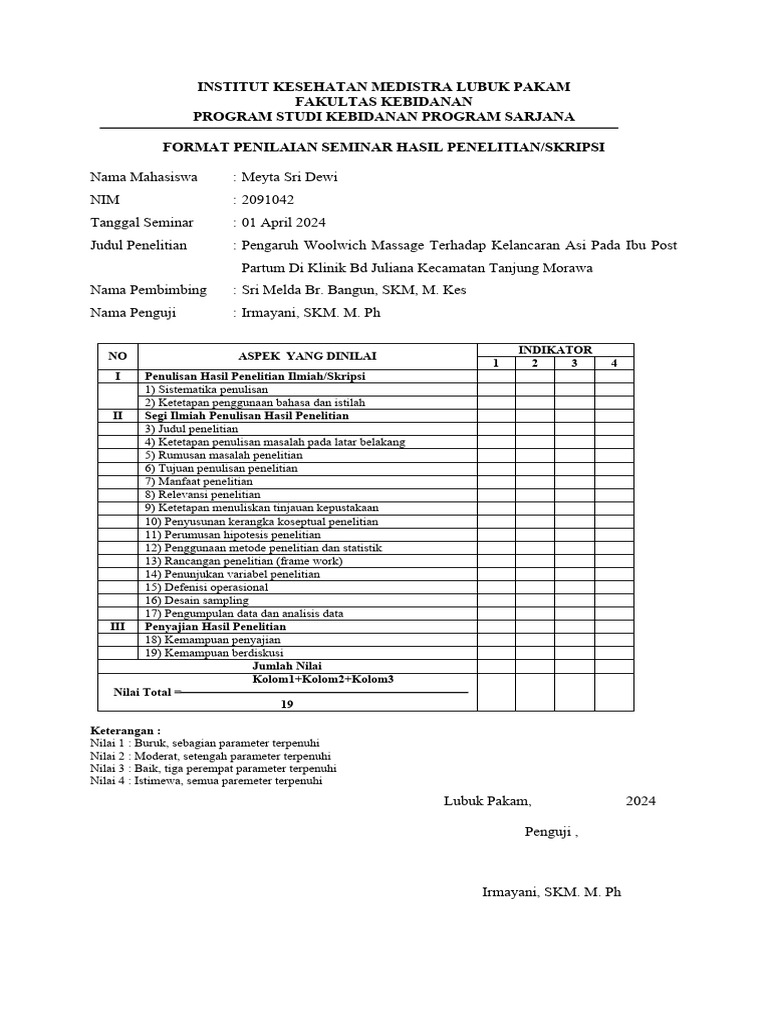 Format Penilaian Penguji 2 | PDF