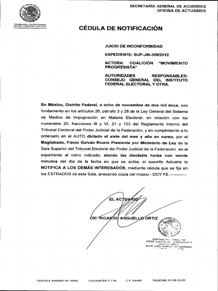 CÉDULA DE NOTIFICACiÓN - Tribunal Electoral Del Poder Judicial ... CÉDULA DE NOTIFICACiÓN - Tribunal Electoral Del Poder Judicial ...