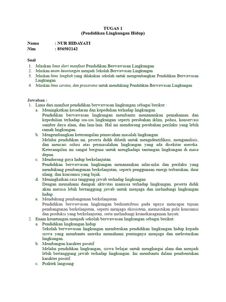TUGAS 1 PLH Nur | PDF