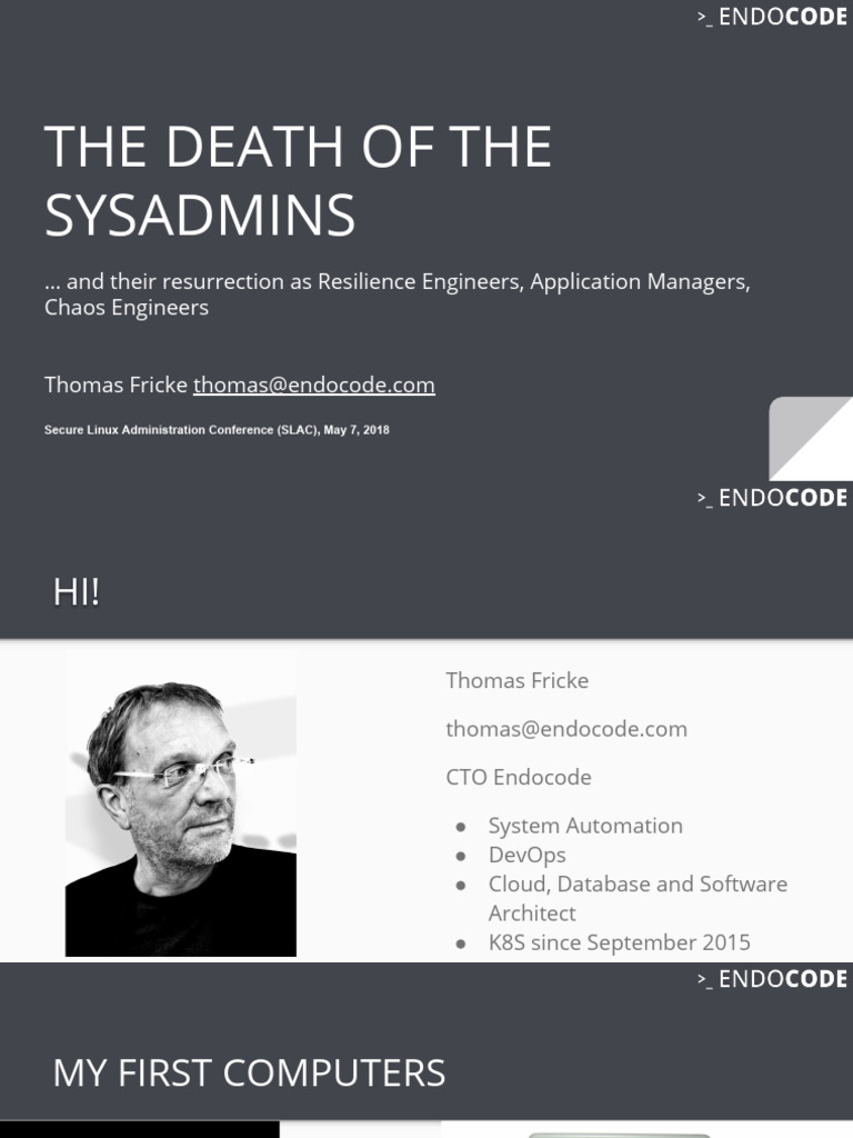SLAC - 2018 - Death of The Sysadmin | PDF | Cloud Computing | Computing
