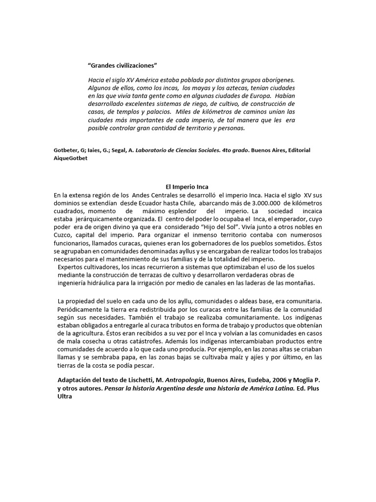 Texto Incas | PDF | Imperio Inca