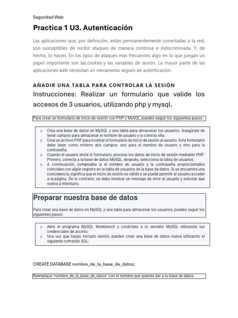 Seguridad Web - Practica | PDF | Mi sql | Php