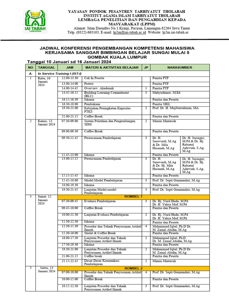 Rundown Konferensi Internasional 2024 | PDF