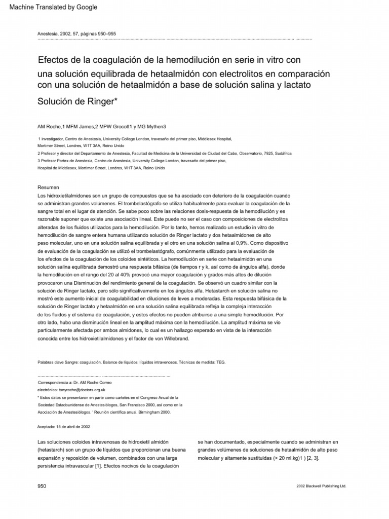 Anaesthesia - 2002 - Roche - Coagulation Effects of in Vitro Serial ...