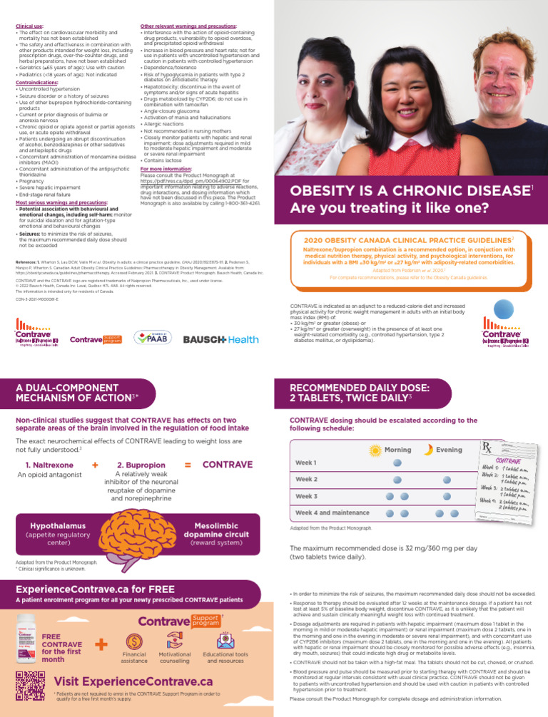 Contrave All-In-1 Dosing Card (EN Final 04-22) | PDF | Hypertension ...