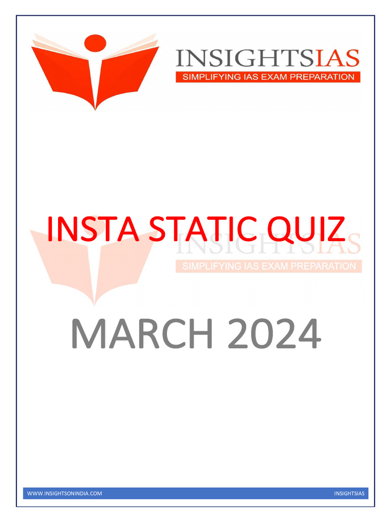 INSTA March 2024 Static Quiz Compilation | PDF | Gross Domestic Product | Volcano