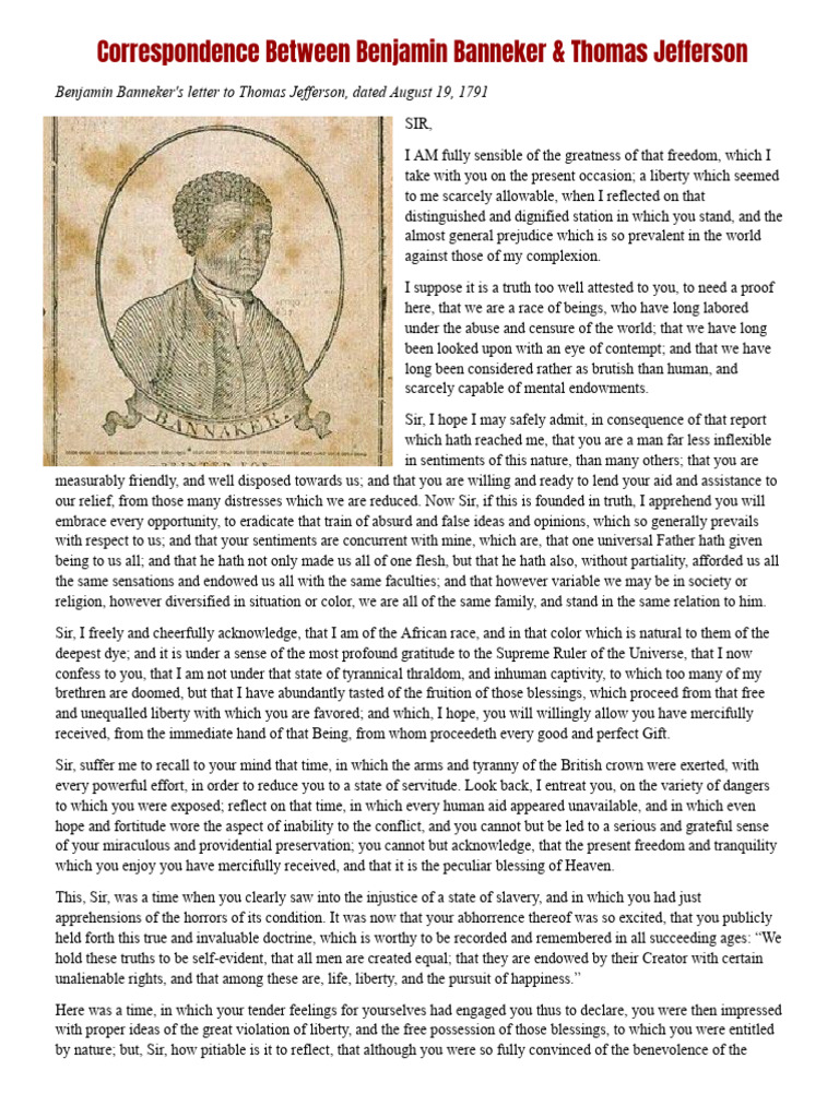 Jefferson and Banneker - 18421106 | PDF | Law