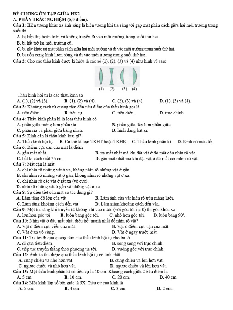 Đề cương ôn tập Vật lý 9 GK2 (hehe) | PDF