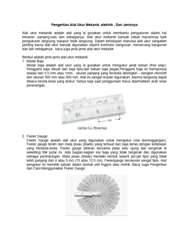 Pengertian Alat Ukur Mekanik, Elektrik, Dan Jenisnya | PDF